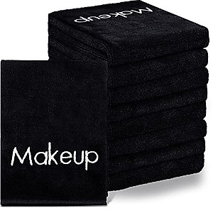 30 Pcs Microfiber Makeup Washcloths 13 x 13 Inch Makeup Remover Towels Black Remover Towels Reusable Soft Makeup Remover Cloth Absorbent Removers Washcloths Makeup Washcloths with Embroidery for Women