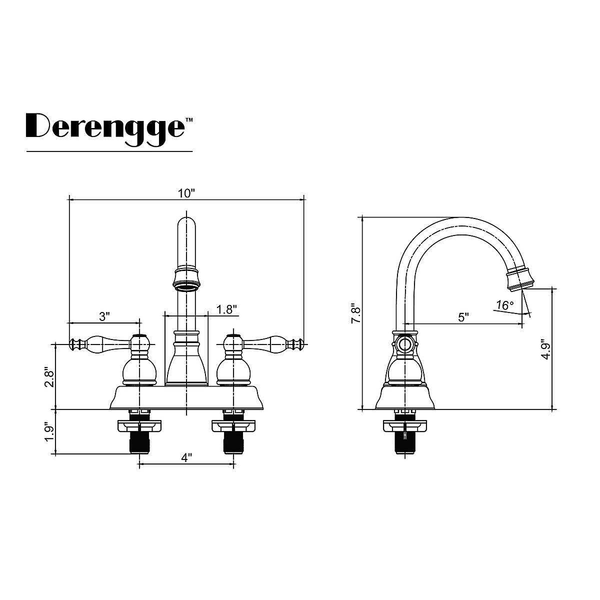 Derengge Oil Rubbed Bronze Two-Handle Bathroom Faucet,Lavatory Bathroom Sink Faucet with Pop up Drain Trim Assembly,F-450-JM ORB