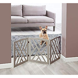 Indoor/Outdoor Solid Wood Crisscross Freestanding Foldable Adjustable 3-Section Pet Gate