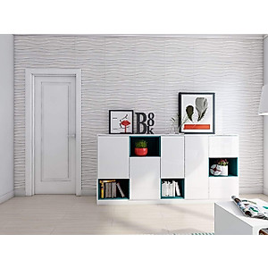Art3d Plastic 3D Wall Panel PVC Wave Wall Design, White, 19.7" x 19.7" (12-Pack)