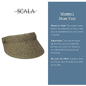 Scala Women's Paper Braid Visor, Toast, One Size
