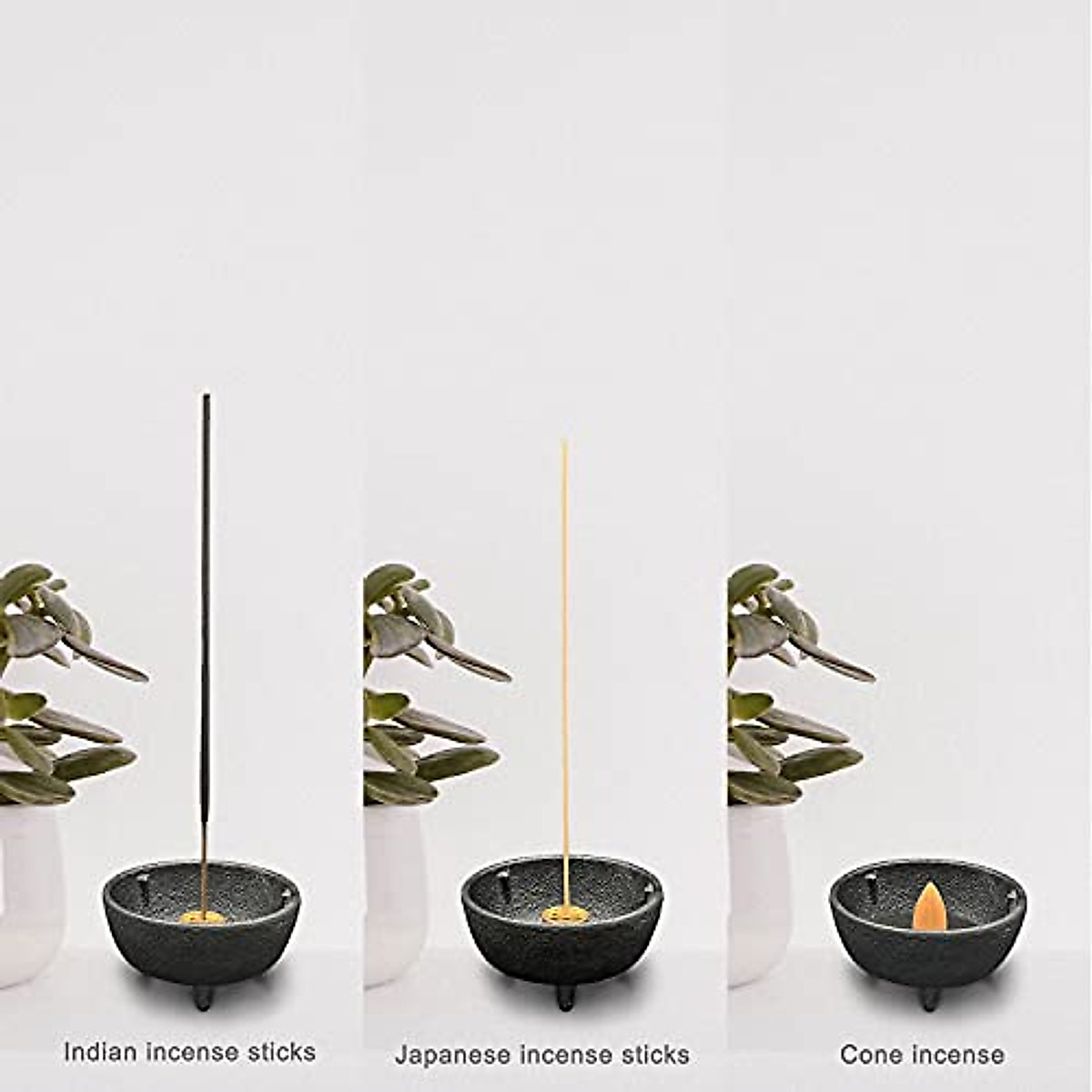 Incense Burner, Incense Burner Holder, Cast Iron Incense Burner with Incense Stick Holder and Fireproof Cotton. Ideal for Incense Sticks, Resin Incense, Cone Incense and Ritual Purpose, Decor, Etc.…
