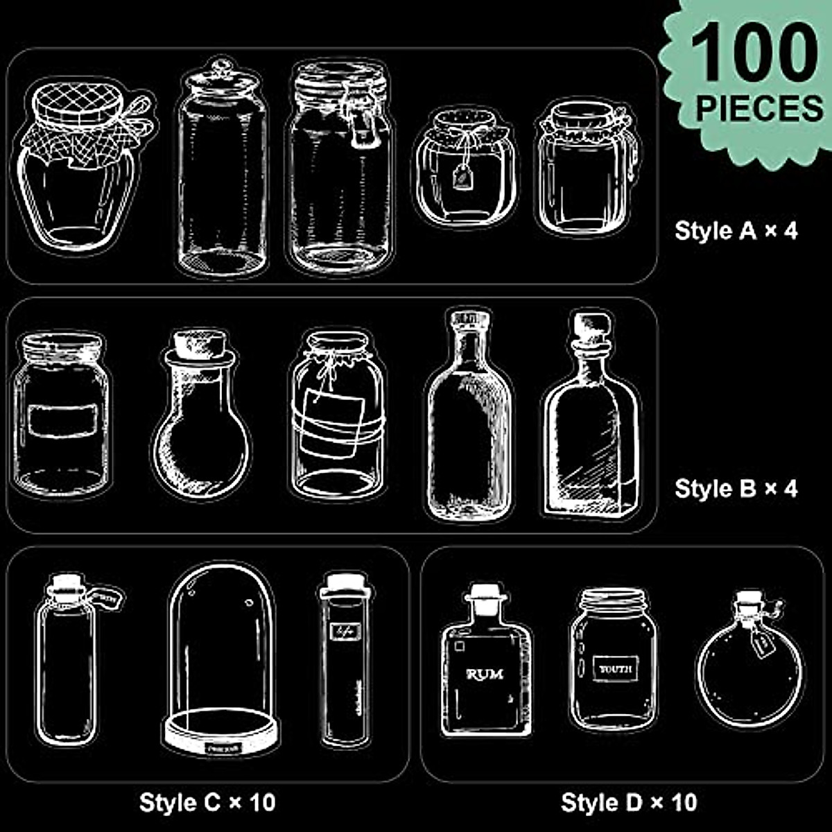 120 Pieces Mixed Size Transparent Dried Flower Bookmarks Kit Cute Bottle Shaped Flower Bookmark Maker Handmade DIY Transparent Floral Page Clear Floral Bookmark Point Tweezer Hole Punch