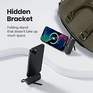 Sanag Portable Charger PD Fast Charging Mini Power Bank 5000mAh Charger with Built-in Cable Stand and LED Display Powerbank Compatible with iPhone 15/14/13/12 Pro Max Samsung Android Phones