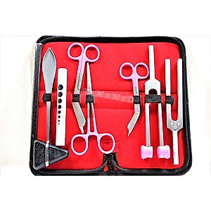 New Premium Set of 7 pcs Reflex Percussion Taylor Hammer Penlight Tuning Fork C 256 C 512 Bandage Scissors 5.5 and 4.5 Inches Hemostat Forceps 5.5 Inches CYNAMED