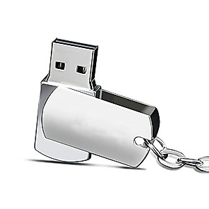 304 Stainless Steel USB 3.0 Flash Drive with Metal Lanyard/Key Chain,20Mb/S High Speed Data Transmission,32GB 64GB 128GB (64GB,Silver)