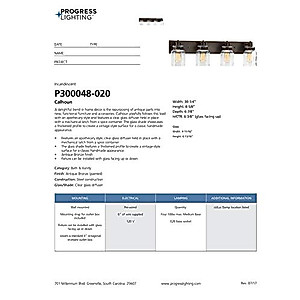 Calhoun Collection 4-Light Clear Glass Farmhouse Bath Vanity Light Antique Bronze