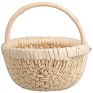 Hemoton Woven Storage Basket Wedding Flower Girl Basket Woven Ranttan Flower Bride Basket Picnic Basket for Wedding Bridal Ceremony Party Decoration (Beige) S Wicker Basket