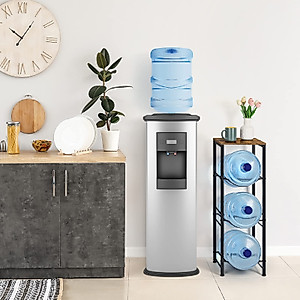 Water Bottle Holder 5 Gallon Water Cooler Jug Rack 3-Tiers Water Bottle Organizer with Storage Shelves for Kitchen Living Room Office, Rustic Brown