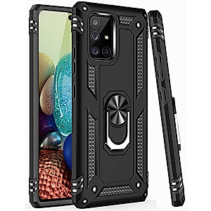 LUMARKE Galaxy A71 5G Case,Pass 16ft. Drop Tested Military Grade Cover with Magnetic Ring Kickstand Compatible with Car Mount Holder,Protective Phone Case for Samsung Galaxy A71 5G Black