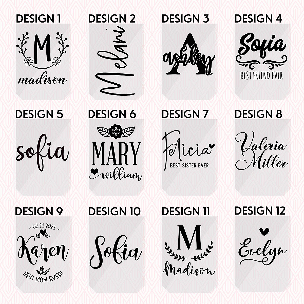 Personalized Wine Tumblers, 12 oz Sky Blue, 12 Designs, Stainless Steel Custom Wine Tumblers, Double-Wall, Vacuum Insulated, Personalized Gifts for Women