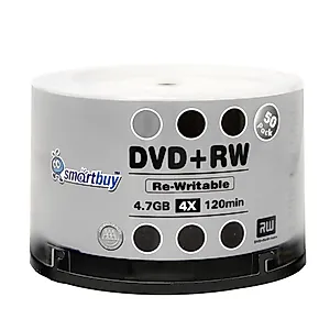 300 Pack Smartbuy Blank DVD+RW 4X 4.7GB 120Min Branded Logo Rewritable DVD Media Disc