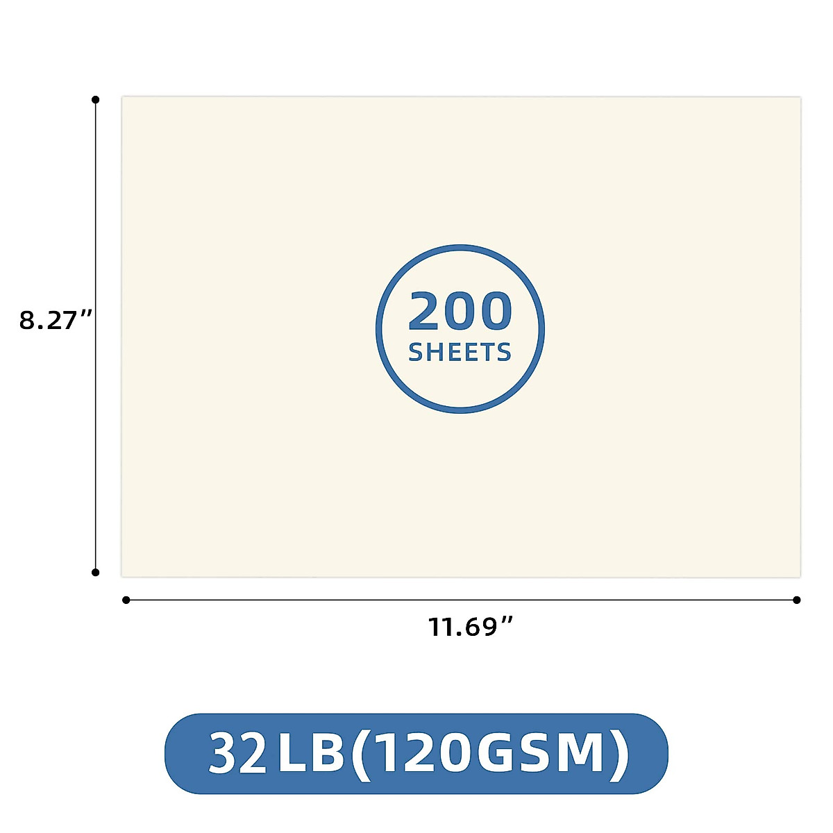200 Sheets Ivory Printer Paper 32 lb/120 gsm Stationery Paper, Ivory Cardstock Paper Sheets for Printing, Copy, Arts Crafts, Letters, Invitations, Laser & Inkjet Printer Compatible (Ivory)
