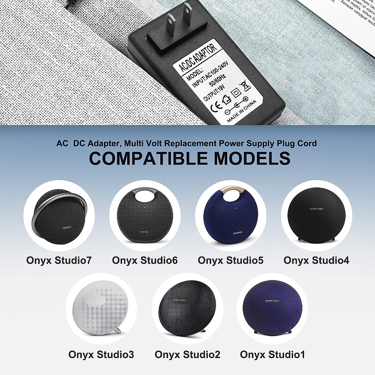 19V AC DC Power Cord Charger Adapter for Harman Kardon Onyx Studio 8 1 2 3 4 5 6 7 Speaker, Acer Monitor R240HY SB220Q SA230 S231HL S232HL H236HL Monitor Power Supply