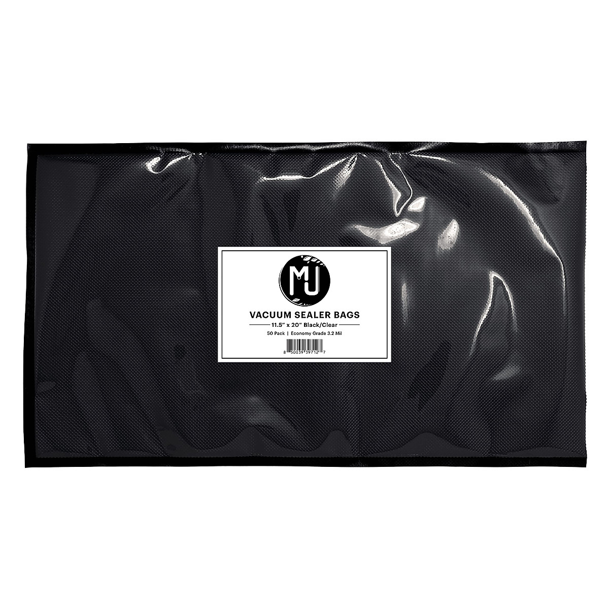 MJ Commercial-Grade Vacuum Sealer Bags for Food Storage, Sous Vide | Case of 500 (11.5" x 20" 3.2 Mil, Black and Clear)