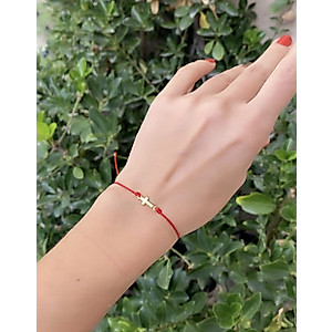 Live Gems | 14K Gold Filled Sideways Cross Red String Bracelet, Red String Cross Charm Bracelet, Summer Jewelry Gift for Her, Birthday Jewelry