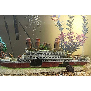 SLOCME Aquarium Titanic Shipwreck Decorations - Fish Tank Resin Material Pirate Ship Decor, Titanic Sunken Ship Ornament