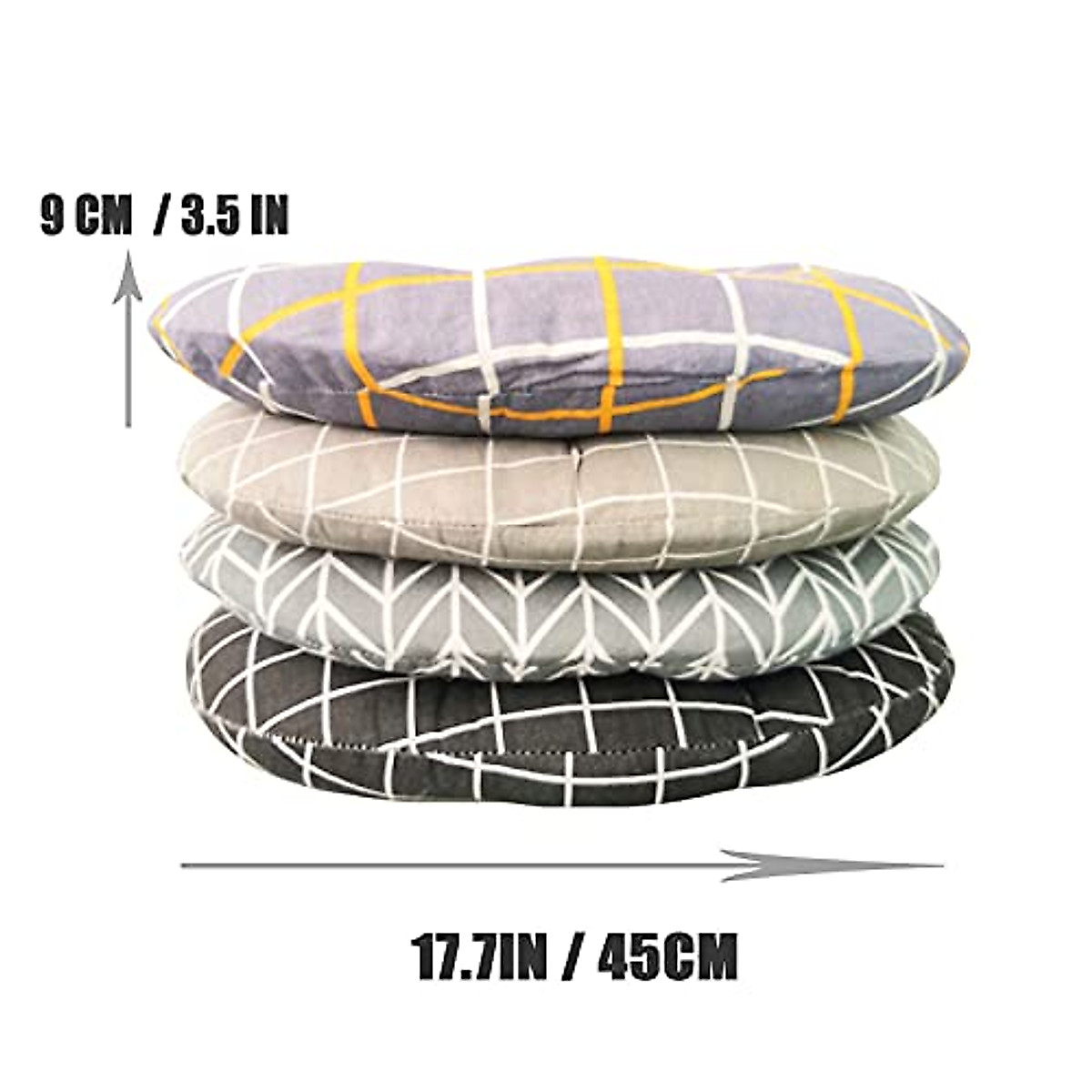 Aomine Round Floor Cushions Outdoor Seat Cushions Floor Pillow Pad for Patio Chairs Garden Balcony Yoga Living Room Sofa Office Diameter 18" (Gray Plaid)