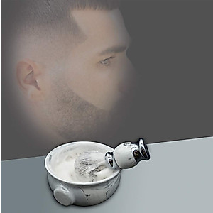 Bicrops Ceramic Shaving Soap Bowl For Men, Non-slip Handle, Wide Mouth, Large Capacity, Easier to Lather-White& Black