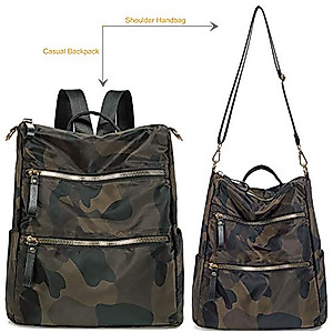 AO ALI VICTORY Women Nylon Backpack Purse Convertible Handbags and Shoulder Bag School Bookbags Anti Theft Travel Purses Casual Daypack (B-Camo Green)