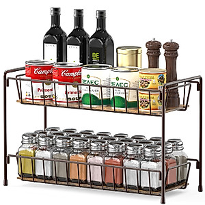 Simple Houseware Countertop Spice Rack 2-Tier Kitchen Spice Organizer Storage Shelves, Bronze