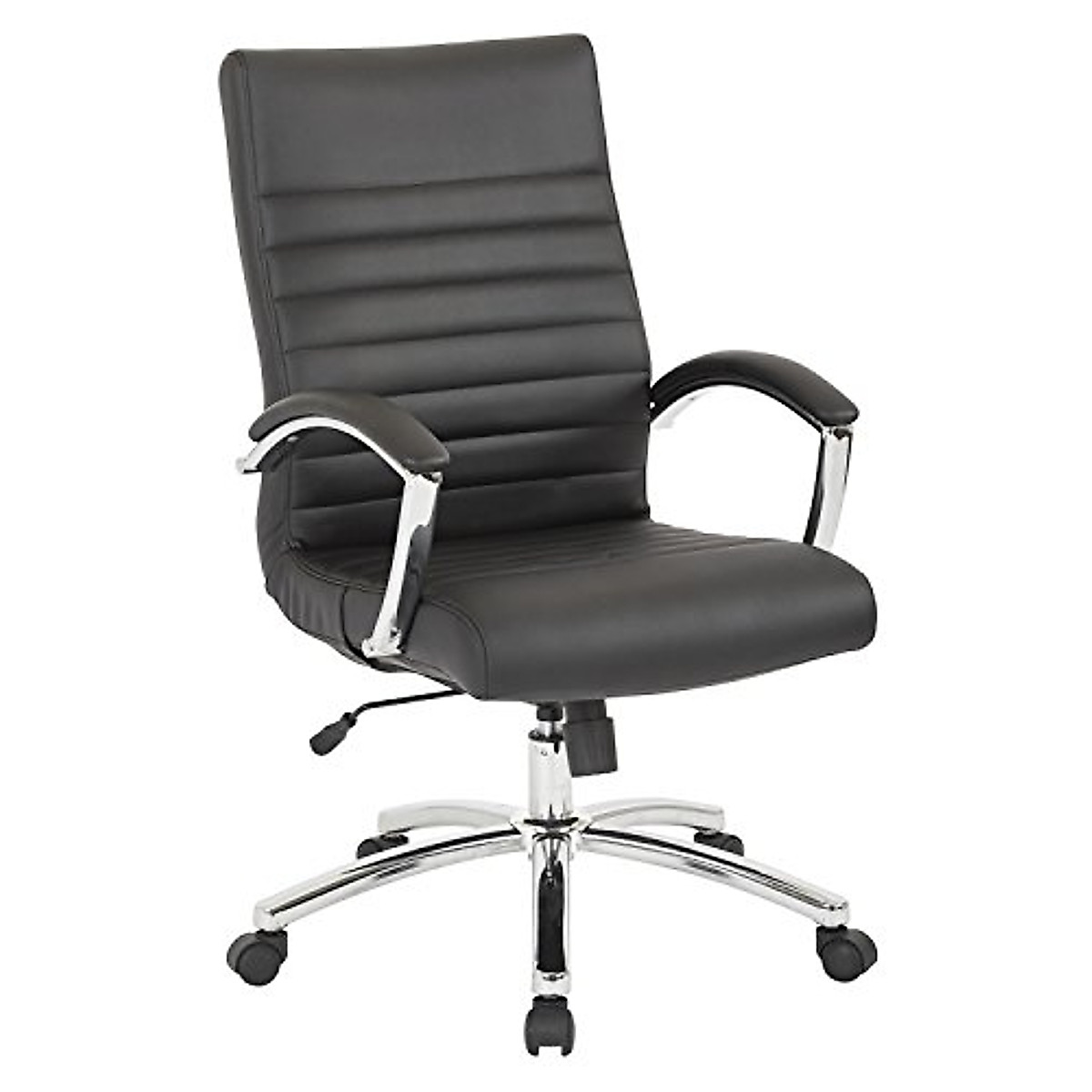 Office Star FL Series Executive Faux Leather Adjustable Office Chair with Built-in Lumbar Support, Mid-Back, Black