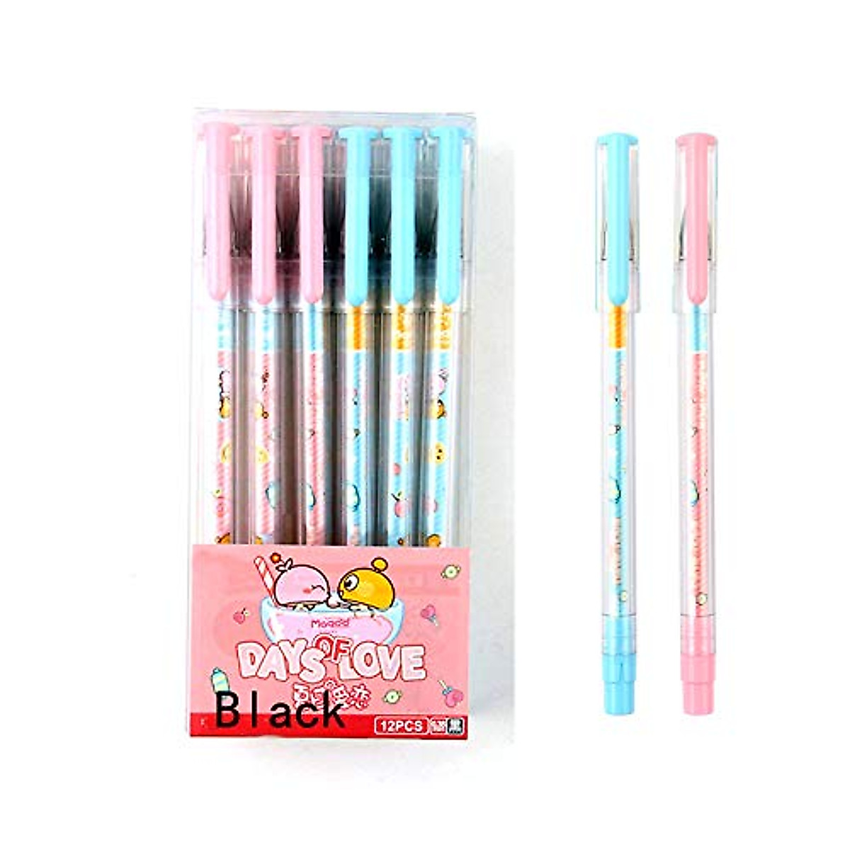 0.38mm Premium Fine Point Student Style Neutral Pen Needle Cartoon Lovely South Korea Fashion with Each Box of Fresh and Transparent for Primary School Students， Office Pens writing (black ink）