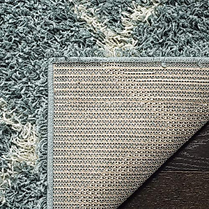 SAFAVIEH Dallas Shag Collection Area Rug - 5'1" x 7'6", Seafoam & Ivory, Trellis Design, Non-Shedding & Easy Care, 1.5-inch Thick Ideal for High Traffic Areas in Living Room, Bedroom (SGD258C)
