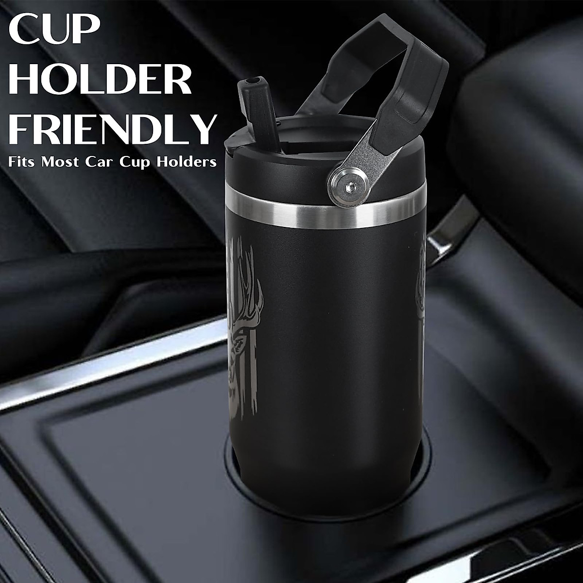 qchdln Hunting Gifts For Men - Cool Deer Coffee Mug - 30oz Insulated Hunting Tumbler with Handle - Fathers Day,Birthday,Christmas Gifts for Dad,Grandpa,Husband,Uncle