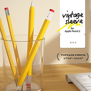 ELETIUO Silicone Case Compatible with Apple Pencil 2nd Generaion Cover,Protective Holder Grip Sleeve with Cap Accessories Compatible with iPad Pro 11 12.9 inch,Yellow