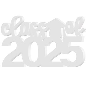 Class of 2025 Sign Graduation Decorations 2025 Senior Photo Booth Props for Photoshoot 2025 Grad Centerpieces for Table Decor, Class of 2025 Letter Word Sign for Grad Party Supplies - White