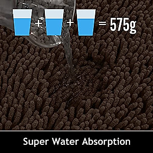 TREETONE Machine Washable Water Absorbent Bath Mat Bathroom Rugs Non Slip Soft Microfiber Mat，2 Piece Bathroom Rugs Set (Set of 2-Small 16" x 24" Medium 20" x 32", Chololate Brown)