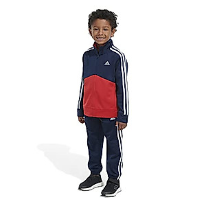 adidas Boys' 2-Piece Color Block Tricot Track Set, Collegiate Navy, 5