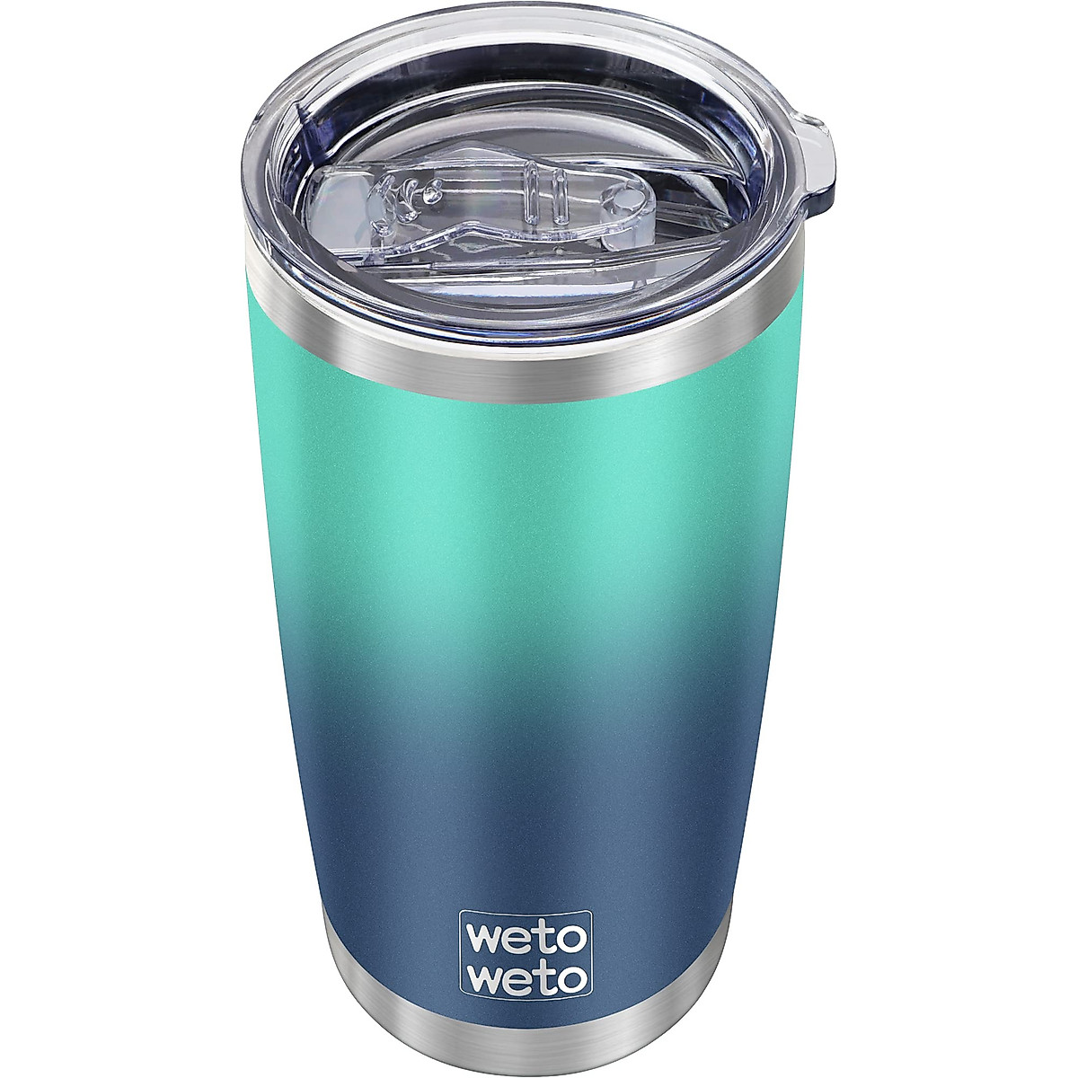 WETOWETO 20oz Insulated Stainless Steel Tumbler, Coffee Tumbler, Double Wall Vacuum Travel Coffee Mug, Powder Coated Leak-Proof Tumbler Cup for Home Office Travel (Green-Blue Gradient,1 Pack)