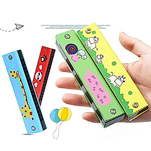 Tvoip 4Pcs Wooden Painted Toy Musical Instrument Play16-Hole Harmonica Parent-Child Puzzle Baby Early Education Toys for Children Gift (Random Color)