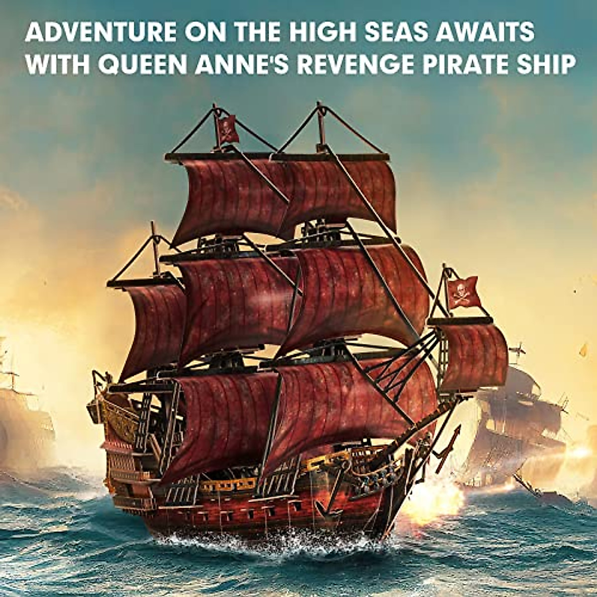 3D Puzzles for Adults Kids Laser Red Queen Anne's Revenge 391 Pcs Cool Pirate Ship Arts & Crafts for Adults Brain Teaser Puzzles for Adults Model Kits Room & Home Decor Birthday Gifts for Women Men