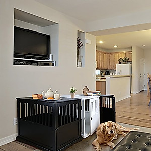 Casual Home Wooden Large Pet Crate, End Table, (Black, 24"W x 36.5"D x 29.25"H)