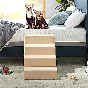 ZINUS Foam 22 Inch 4-Step Step Pet Stairs / Pet Ramp for Cats and Dogs, Large, Cream