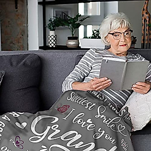 Grandma Gifts on Mothers Day, Throw Blanket, Nana Gifts, Gifts for Grandma, Great Grandma Gifts, Mimi Gifts, Grandma Gifts from Grandchildren, Gigi Gifts, Grandma Birthday Gifts, Grey 60"×50"