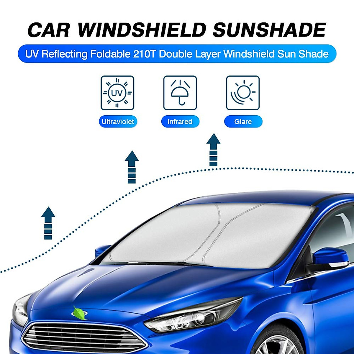 KUST Custom Fit Windshield Sun Shade for Ford Focus 2012-2018 Hatchback Accessories Window Shade Foldable Sun Visor Protector Blocks UV Rays Keep Your Car Cooler