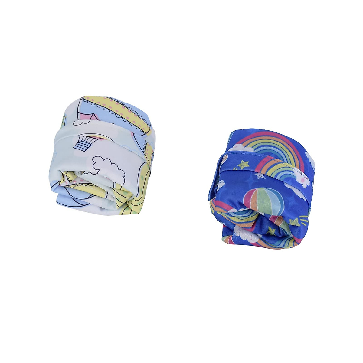 2 Pcs Cloth Diaper Wet Dry Bags Waterproof Reusable Travel Daycare Baby Pump Parts Bag for Swimsuits Clothes with Zipper (Rainbow and Hot Air Balloon)