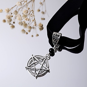 Sacina Gothic Pentagram Choker Necklace, Zinc Alloy Pentagram Pendant, Goth Jewelry Gift for Women, Christmas Gift for Women (Black pentagram choker)