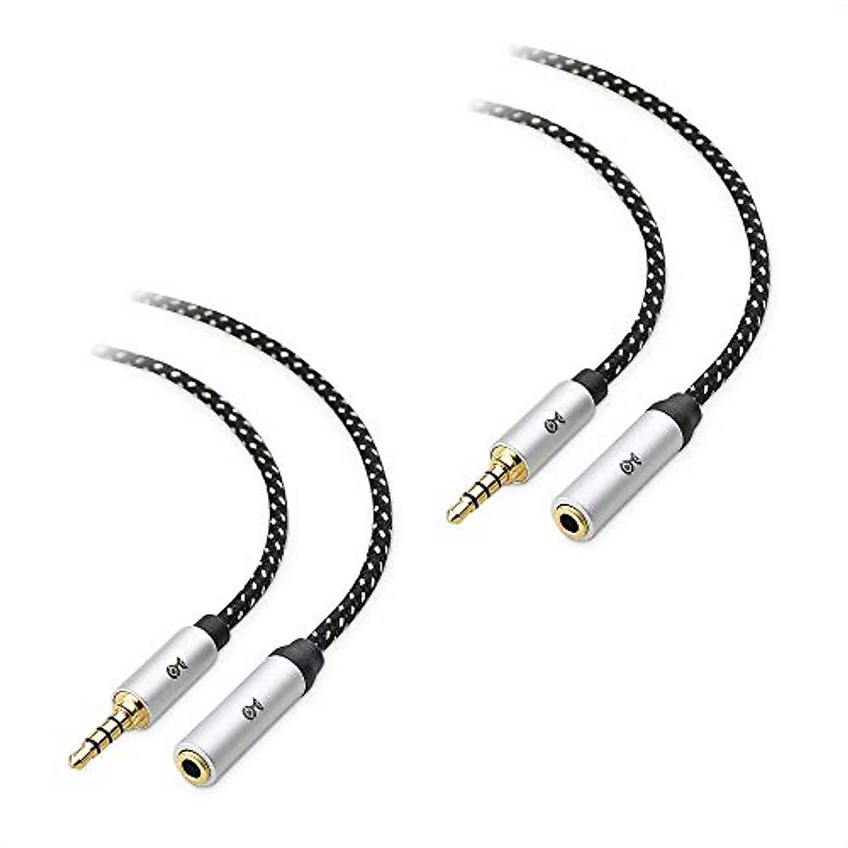 Cable Matters 2-Pack Headset Extension Cable 6 ft (3.5mm Extension Cable/TRRS Extension Cable, Gaming Headset Extension Cable) with Mic Support in Black - 6 Feet
