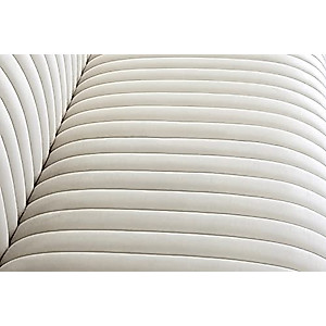 Meridian Furniture 640Cream-S Ravish Collection Modern | Contemporary Velvet Upholstered Sofa with Deep Channel Tufting + Both Gold & Chrome Legs Included