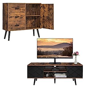Iwell Storage Cabinet & TV Stand Bundle, 2 Piece Furniture for Living Room, Bedroom