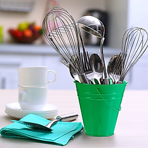 12 Pack Halloween Galvanized Buckets, Metal Bucket with Handle, 5 Inch, Tin, Mini Round Flower Pot Plant Basket, Kids Party Supplies for Christmas Halloween Candy Bars Vase Crafts Favors(Green)