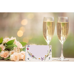 Place Cards for Floral Party, Editable Name Place Cards, Seating Place Cards for Tables, Tent Style Cards for Wedding, Valentine's Day, Bride & Baby Shower, Easy Folding, Pack of 25 Escort Cards(B10)