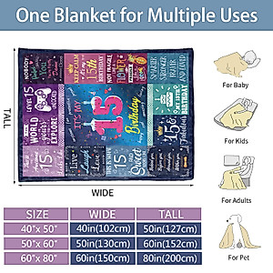 Paready 15th Birthday Presents for Girls Throw Blanket 50"x60" 15 Year Old Girl Birthday Present Soft Blanket for Couch Bed 15th Birthday Decorations for Girls Best Teenage Girl Presents