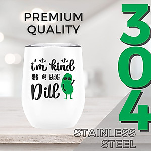 Onebttl Funny Pickle Gifts for Pickle Lovers, Insulated 12 oz Stainless Steel Tumbler with Lid and Gifts Box, I'M KIND OF A BIG DILL