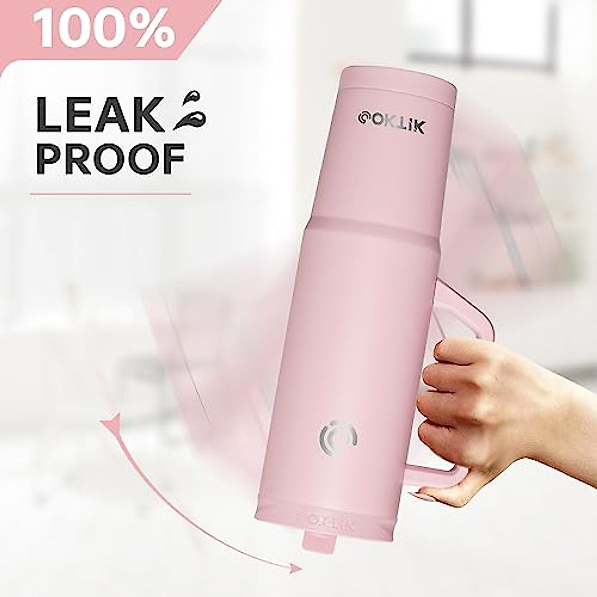 COKTIK 40 oz Tumbler with Handle and Straw, 3 Lids (Straw/Flip), Stainless Steel Vacuum Insulated Cup, 40 Ounce Travel Mug,Cupholder Friendly,Keeps Water Cold,Easy to Clean (Blush)